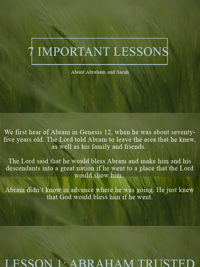 7 Important Lessons About Abraham Pdf Abraham Isaac