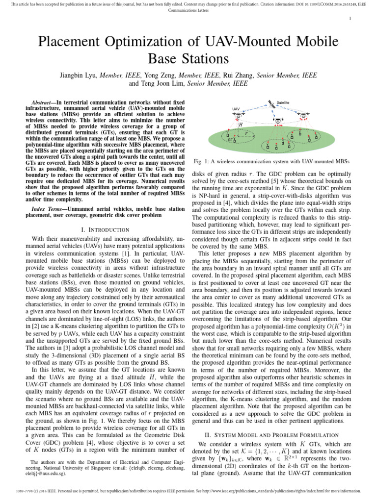 2016 Placement Optimization of UAV-Mounted Mobile Base Stations | PDF ... 2016 Placement Optimization of UAV-Mounted Mobile Base Stations | PDF ...
