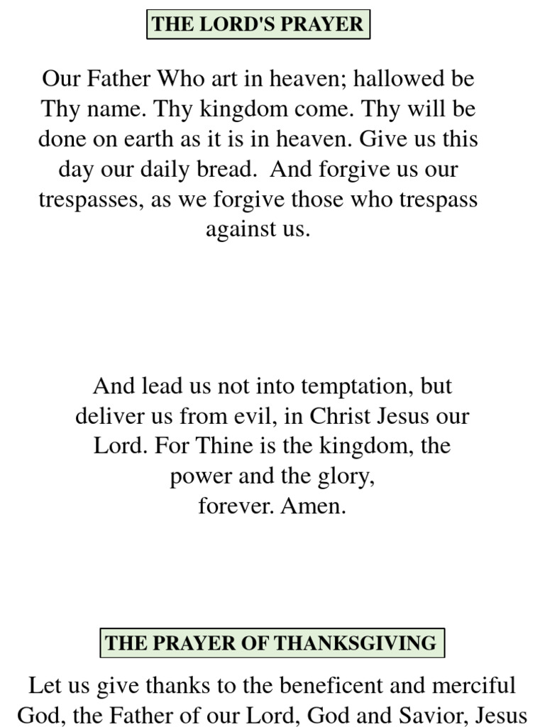 Prayer Intro and Conclusion | PDF | Lord's Prayer | Religious Belief ...