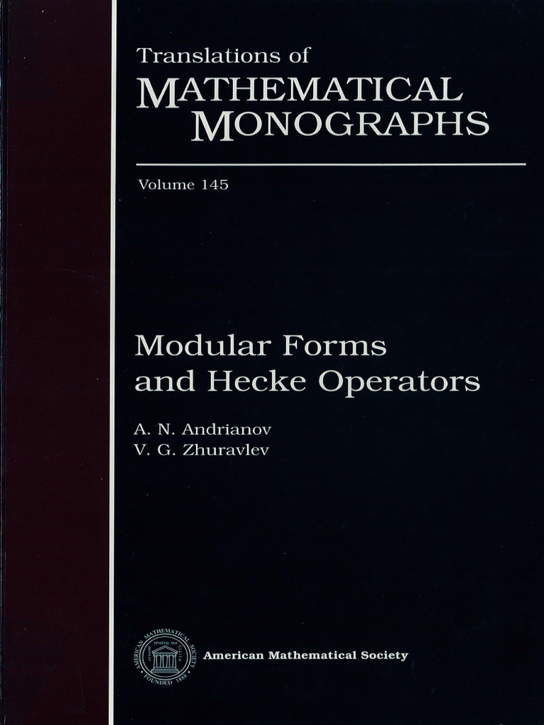 (Translations of Mathematical Monographs) A. N. Andrianov and v. G. Zhuravlev - Modular Forms ...