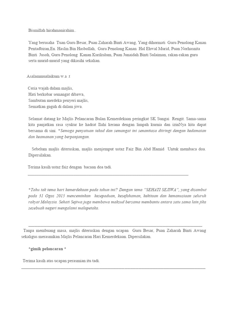 Teks Ucapan Hari Kemerdekaan | PDF