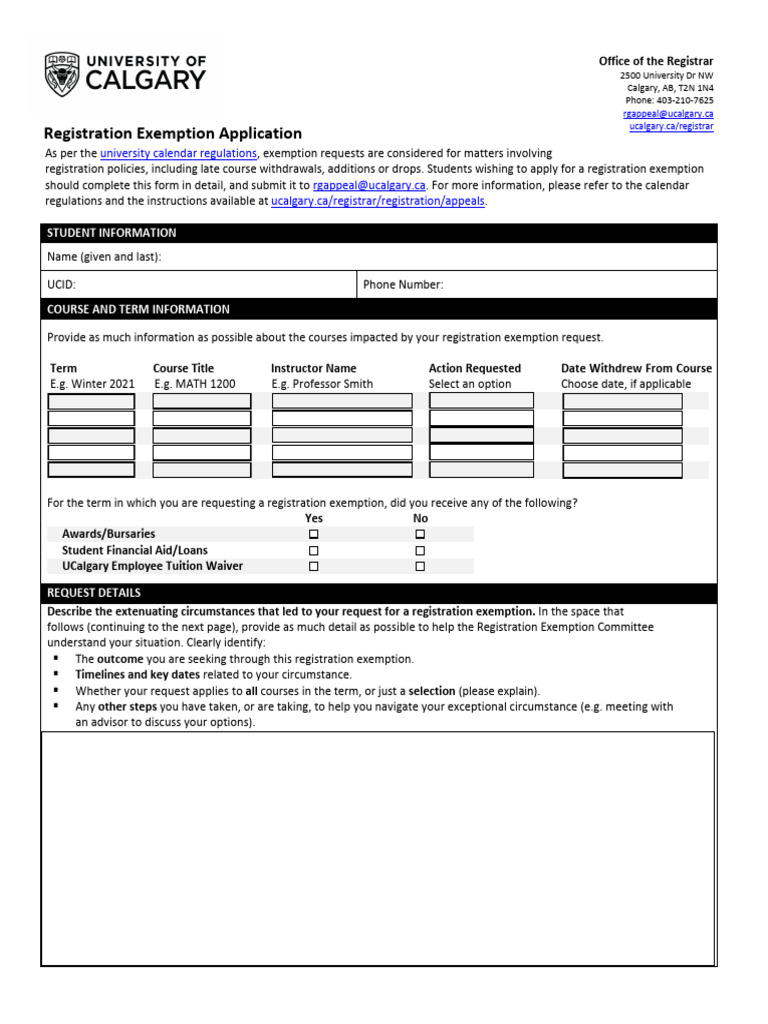Registration Exemption Application W21 | PDF