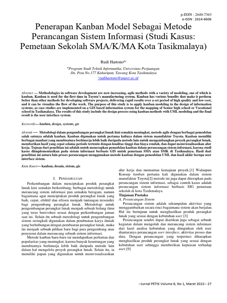 Penerapan Kanban Model Sebagai Metode Perancangan Sistem Informasi | PDF