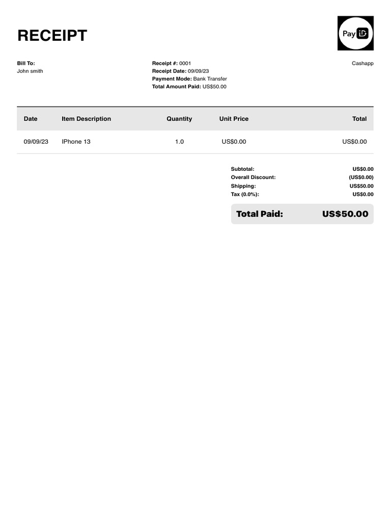 Receipt for iPhone 13 Purchase | PDF