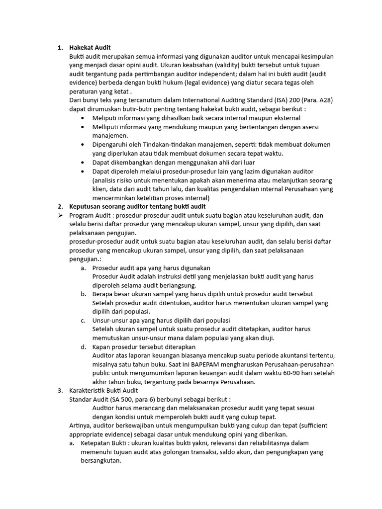 Hakekat dan Karakteristik Bukti Audit | PDF | Teknologi & Rekayasa