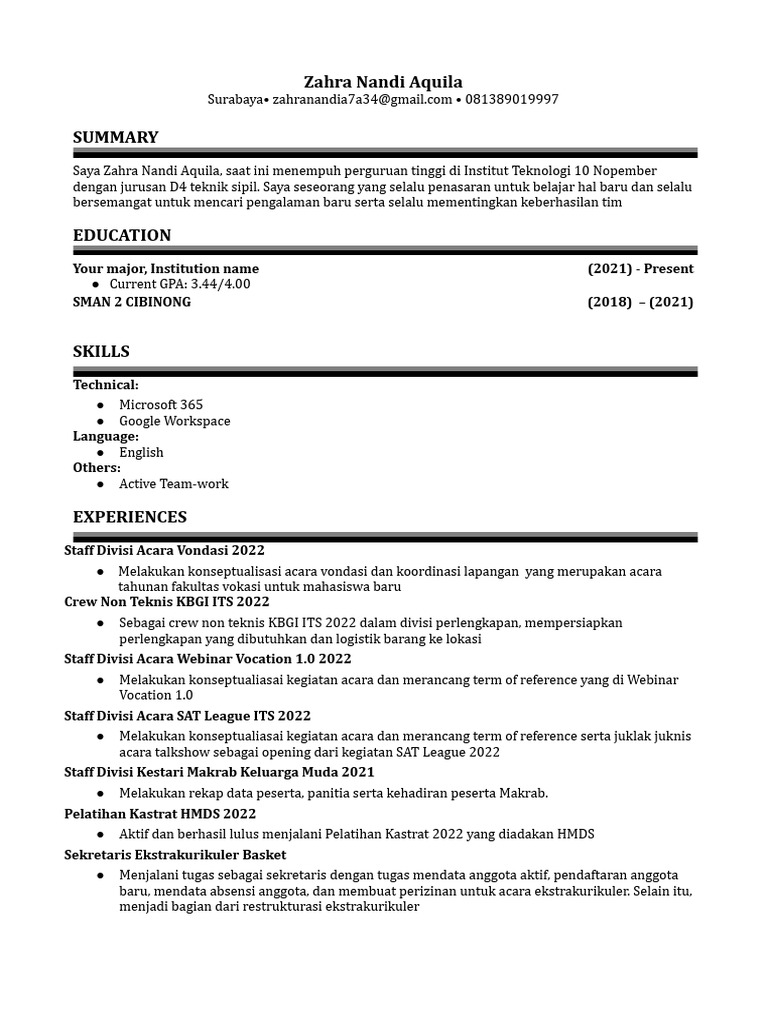 Zahra Nandi - CV ATS | PDF