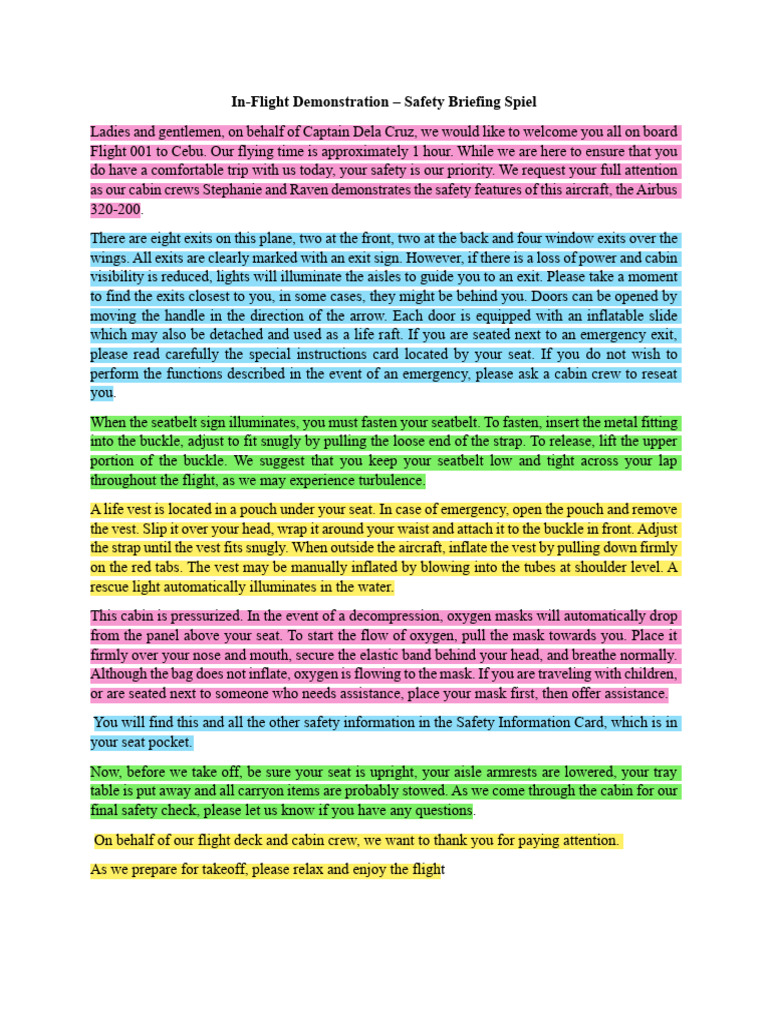 In Flight Demo Spiels | PDF | Seat Belt | Flight Attendant