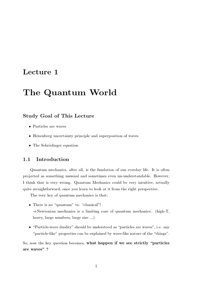 Lecture 1 - The Quantum World | PDF | Waves | Quantum Mechanics
