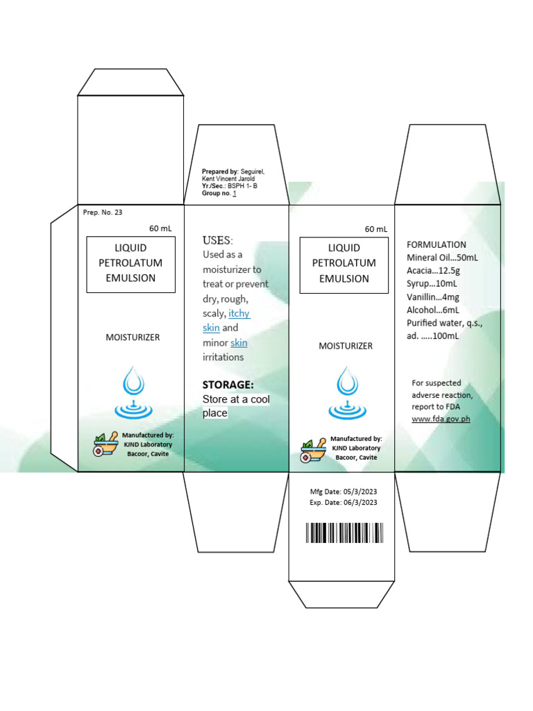 Liquid Petrolatum Emulsion Formulation | PDF