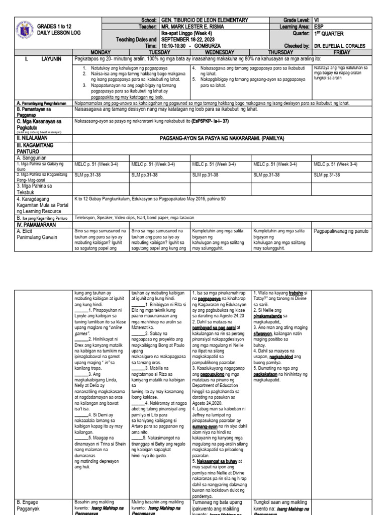 DLL Esp-6 Q1 W4-2023-2024 | PDF