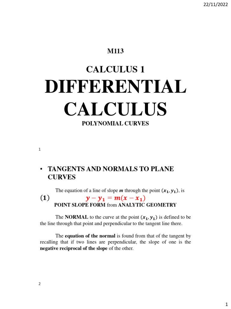 Differential Chapter 5 Polynomial Curves Part 2 | PDF | Tangent ...