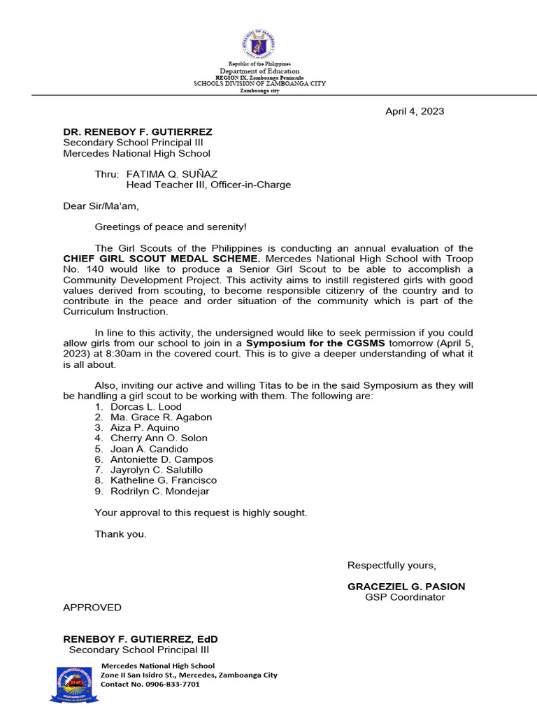 Girl Scouts Symposium Request | PDF | Scouting | Girl Guiding And Girl Scouting