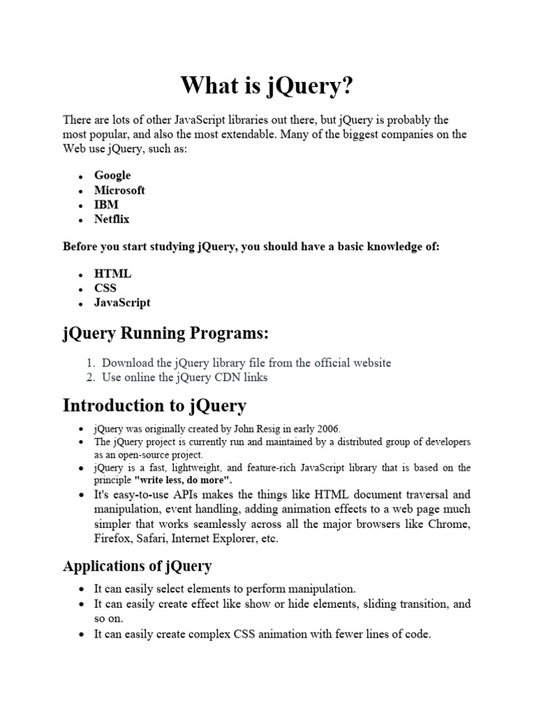 J Query 1 Pdf J Query Java Script 