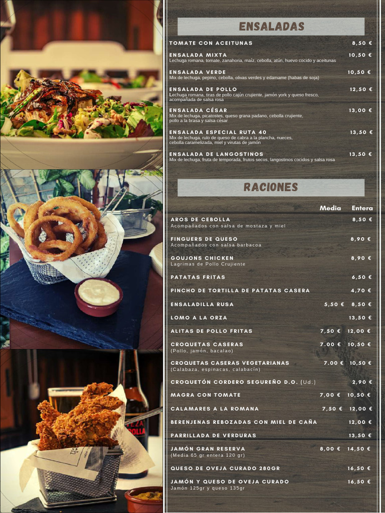 Carta Bar | Descargar gratis PDF | Pizza | ensalada