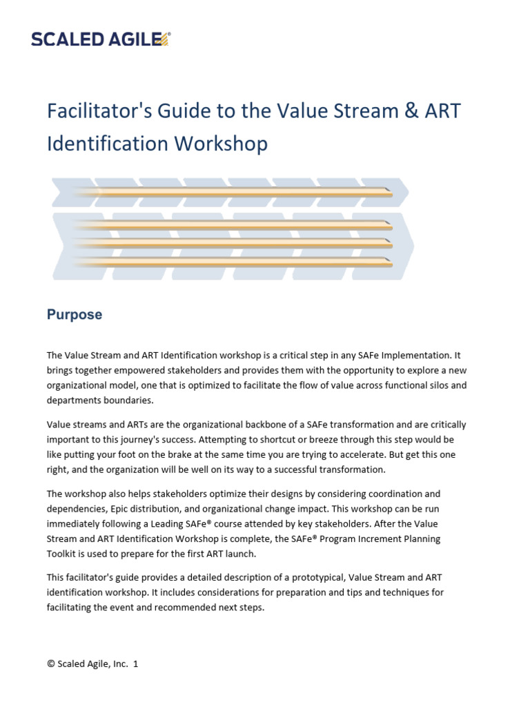 01 Facilitators Guide To Value Stream and ART Identification Workshop ...