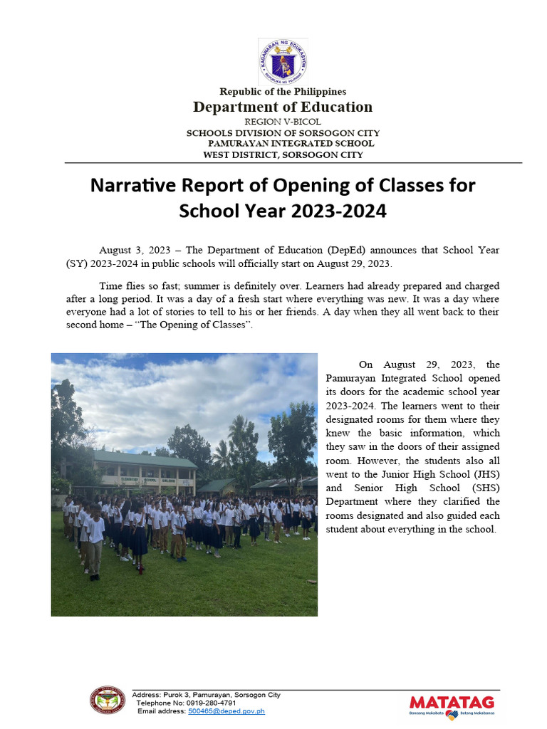 Opening of Classess | PDF
