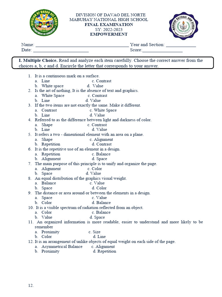 Final Exam in Empowerment | PDF | Graphics | Page Layout