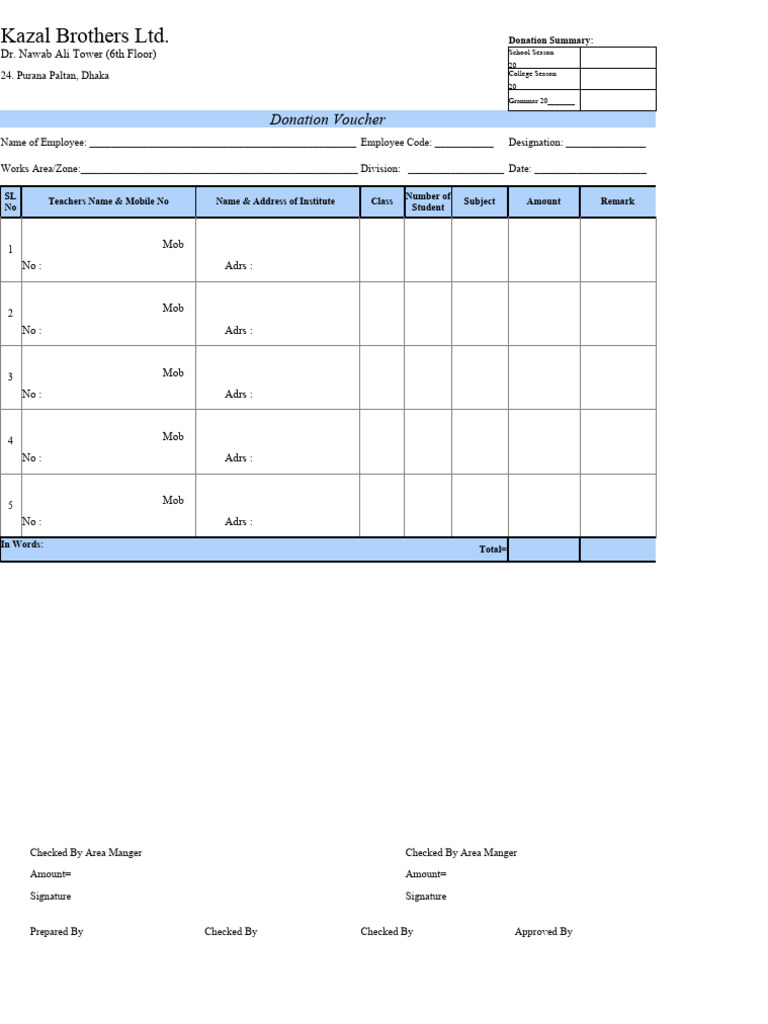 Donation Voucher Template | PDF