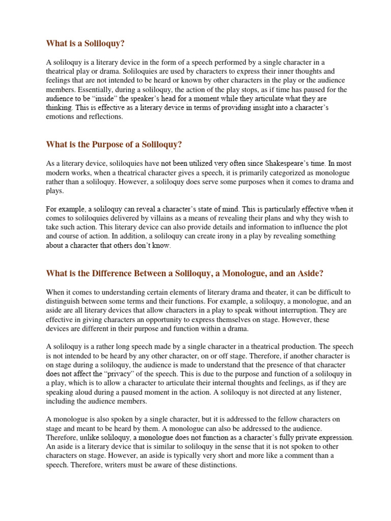 The Soliloquy | PDF