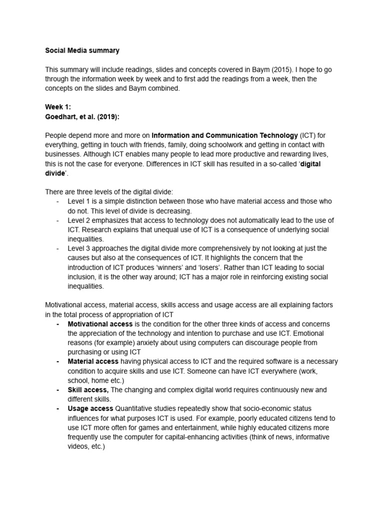 Social Media Summary | Download Free PDF | Mass Media | Popular Culture & Media Studies