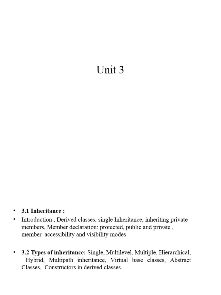 Oops Unit 3 Pdf Class Computer Programming Inheritance Object Oriented Programming 