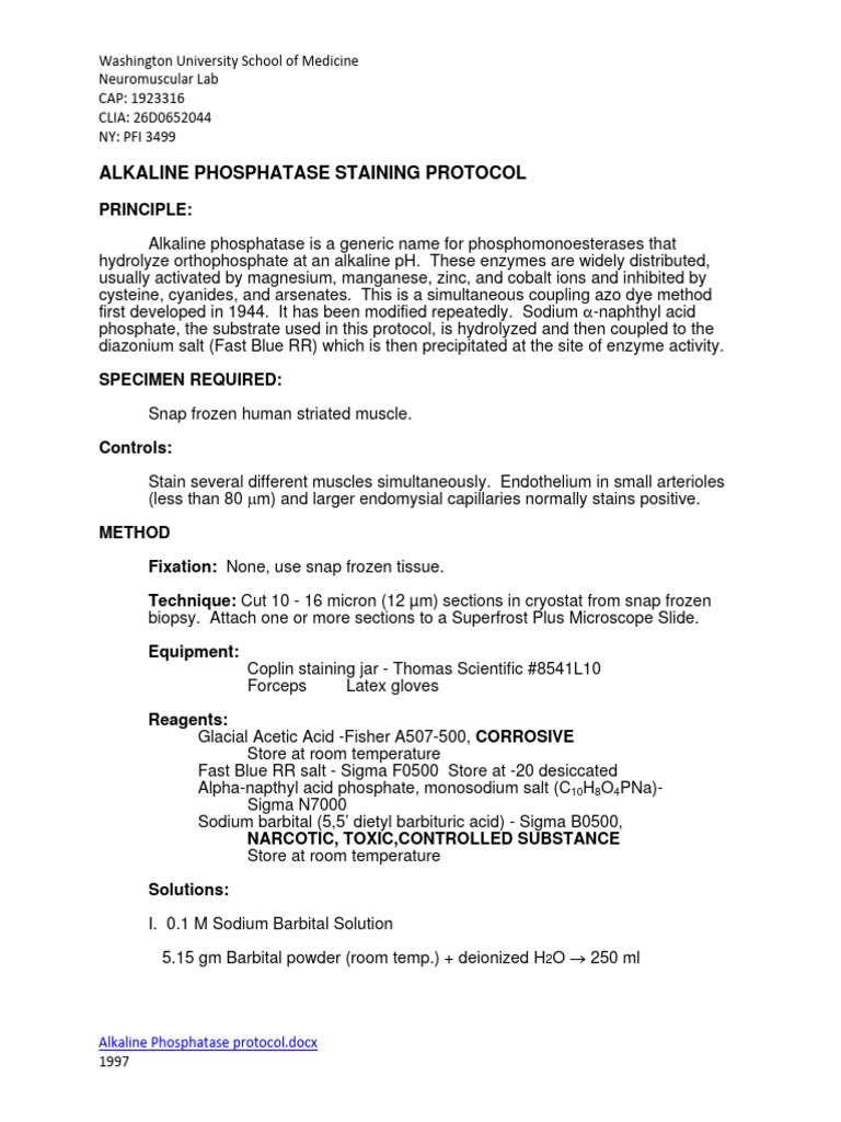 Alp Protocol | PDF | Staining | Acid