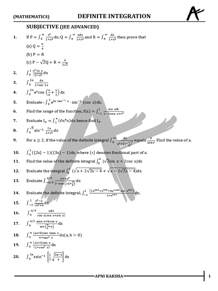 Sheet - 02 - Definite Integration | PDF | Pi | Function (Mathematics)