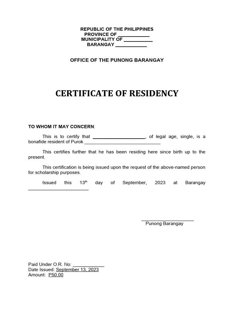 Residency Certification 1 Final | PDF | Philippines