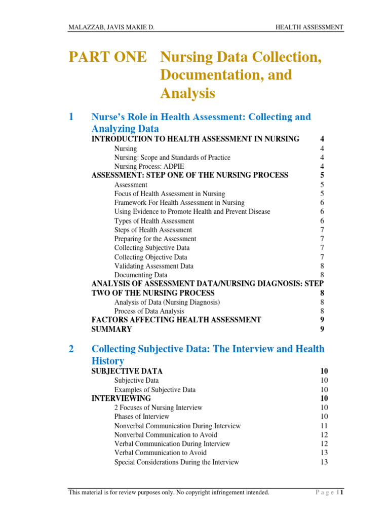 1 Nursing Data Collection Documentation and Analysis | PDF