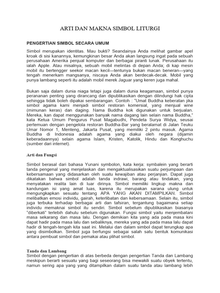 Arti Dan Makna Simbol Liturgi | PDF | Ilmu Sosial | Filsafat