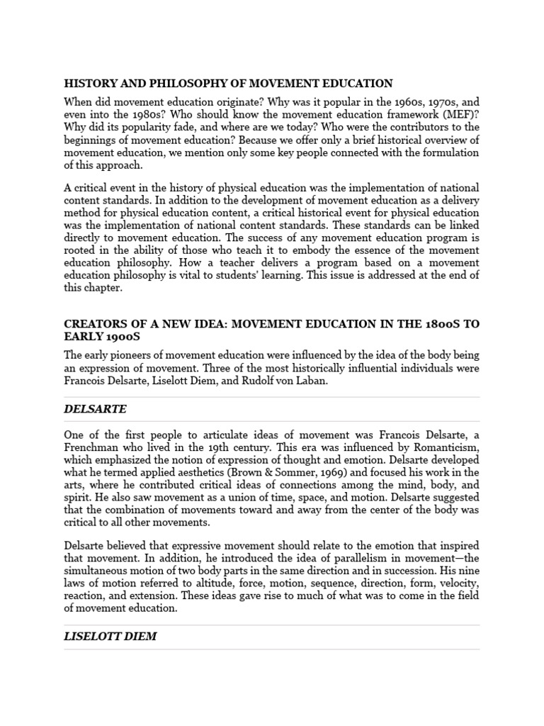 History and Philosophy of Movement Education | PDF | Curriculum ...