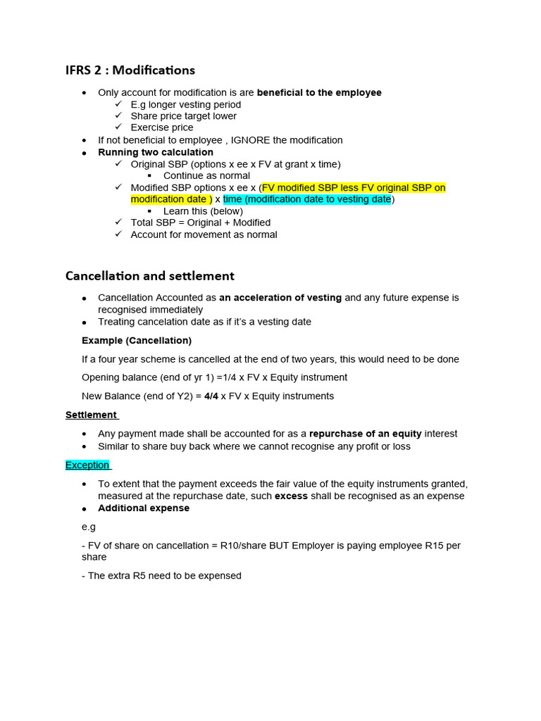 IFRS 2 - Modifications | PDF | Share Repurchase | Vesting
