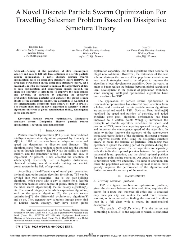 A Novel Discrete Particle Swarm Optimization For Travelling Salesman Problem Based On ...