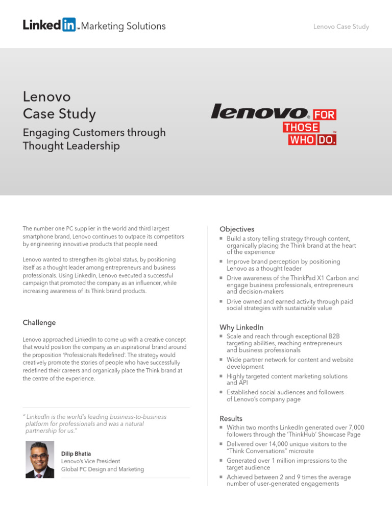 Lenovo Case Study Thought Leadership Revised | PDF | Lenovo | Linked In