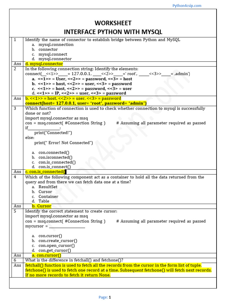 Wor ch3 Python SQL | PDF | My Sql | Computer Science