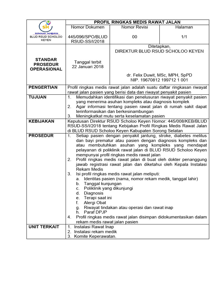 Profil Ringkas Medis Rawat Jalan | PDF