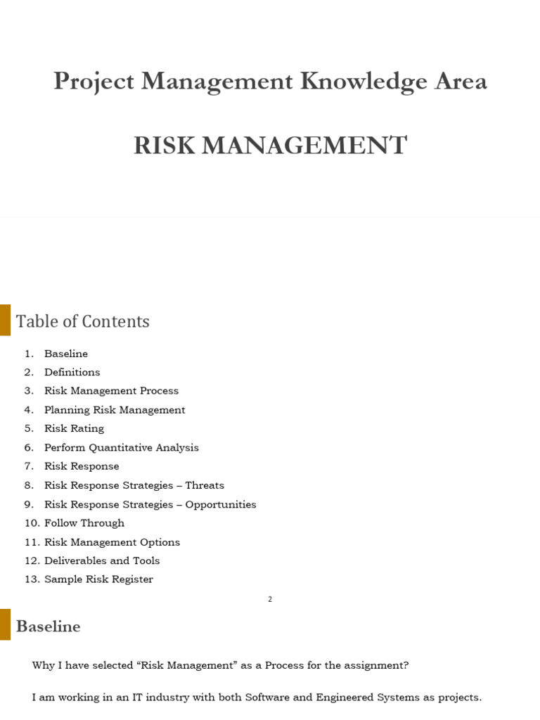 Knowledge Area - Risk Management | PDF | Risk | Risk Management