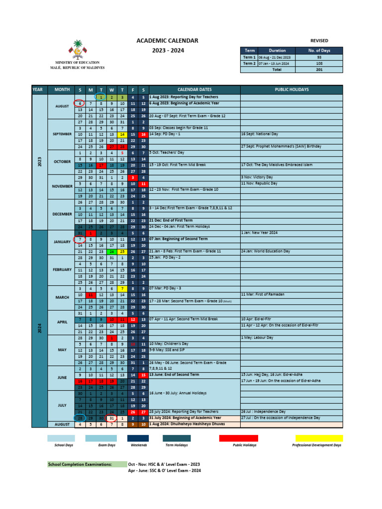 Academic Calendar 2023 2024 Revised | PDF | Academic Term