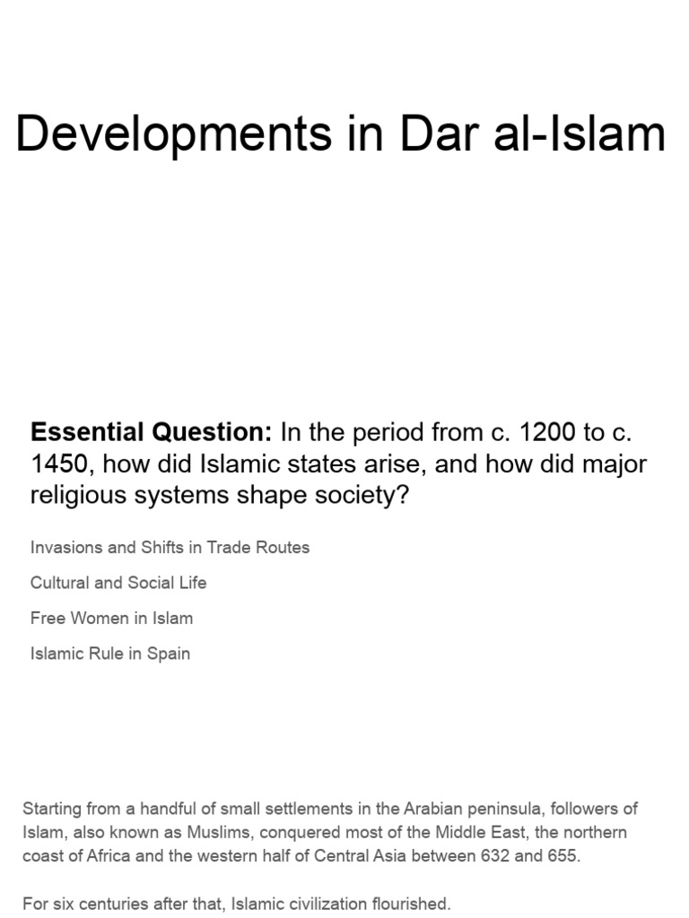 Developments in Dar Al-Islam Supplemental | PDF | History | Religion ...