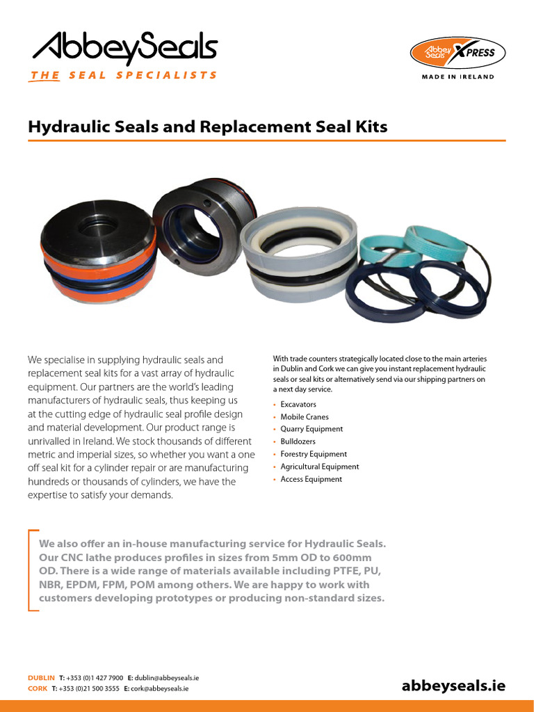 Abbey Seals Product Hydraulic Cylinder Seals | PDF | Piston | Materials
