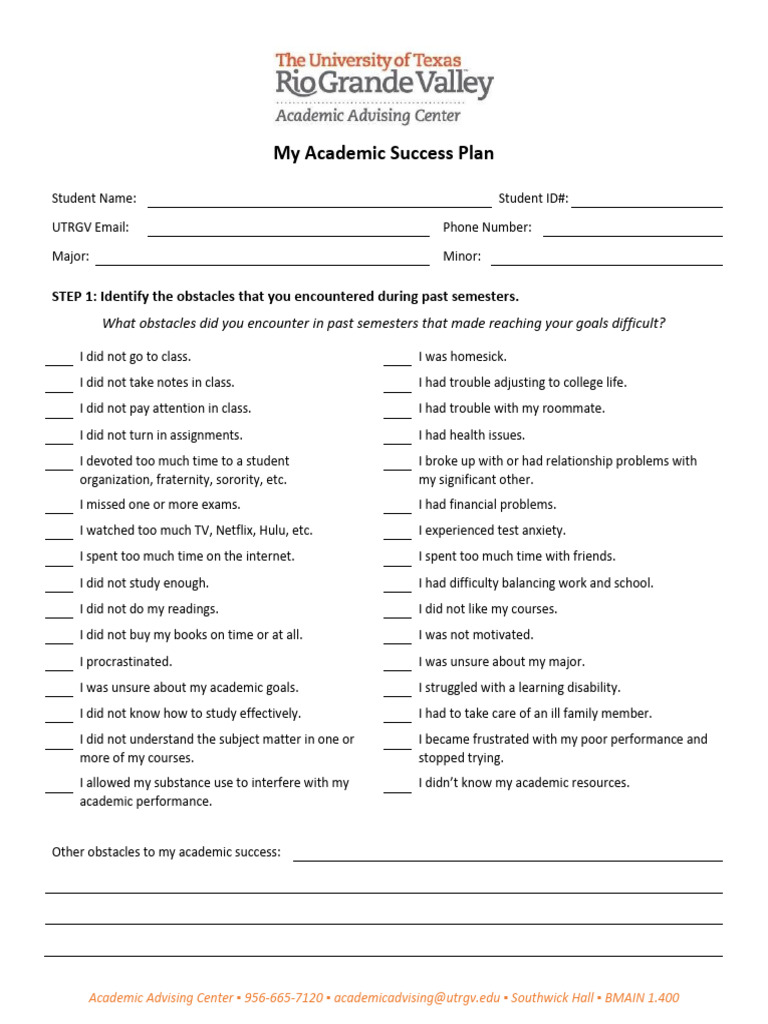 Academic Success Plan Template | PDF