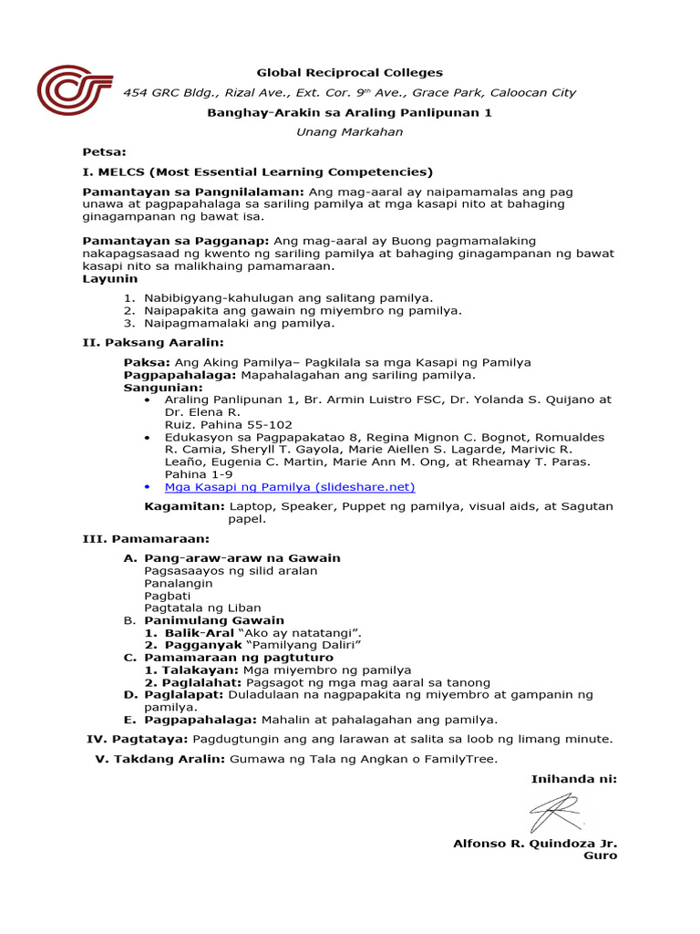 Lesson Plan in Araling Panlipunan | PDF