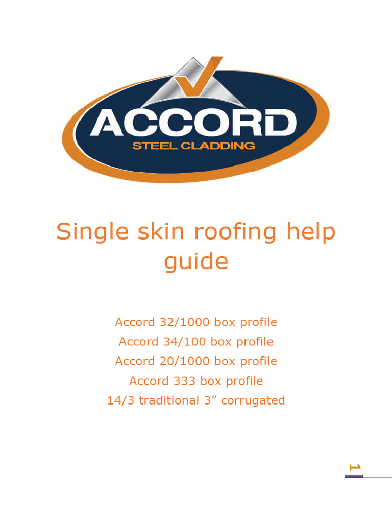 Single Skin Roofing Installation Guide | PDF | Roof | Sheet Metal