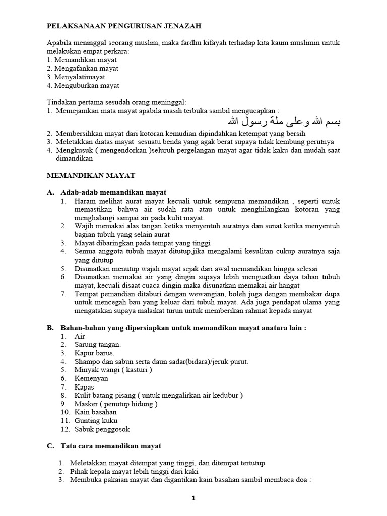 Pelaksanaan Pengurusan Jenazah | PDF