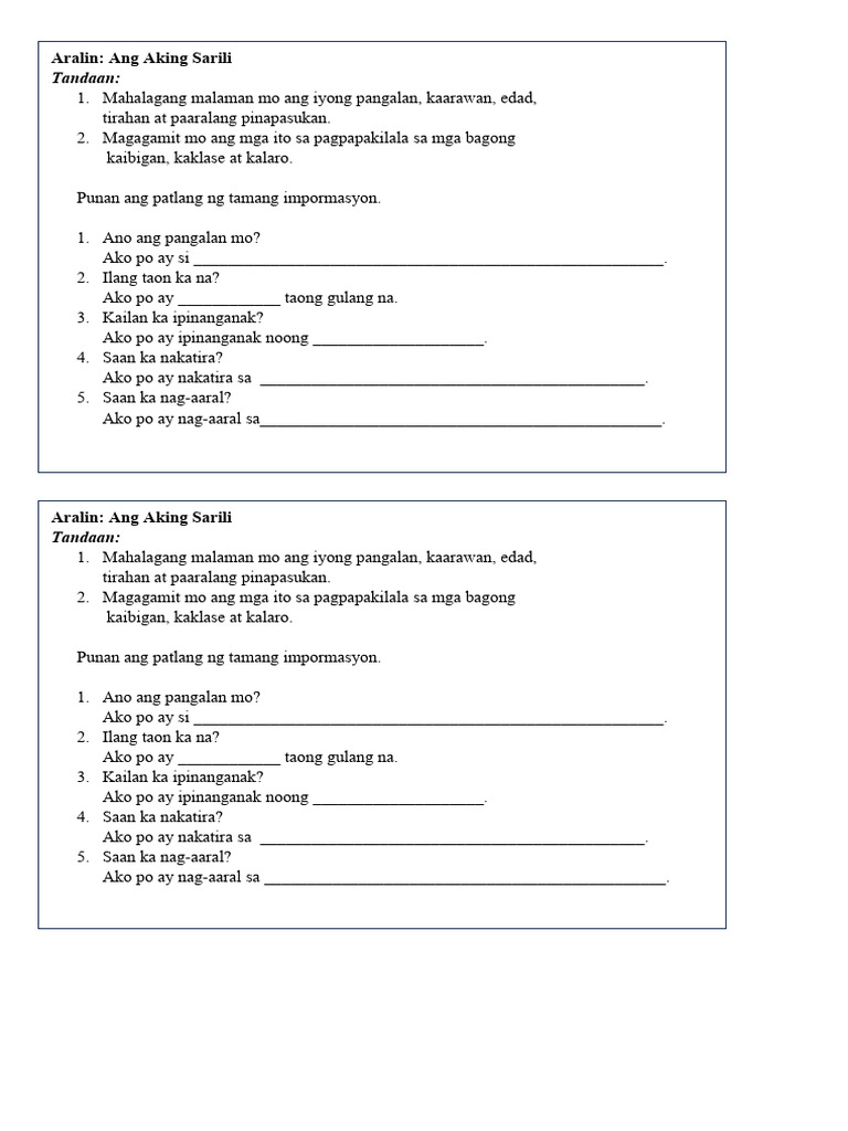 Ang Aking Sarili-A4 | PDF
