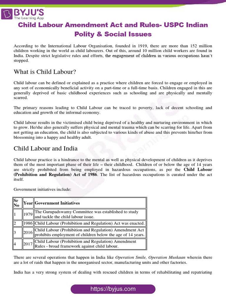 Child Labour Amendment Act Polity | PDF | Child Labour | Occupational Safety And Health