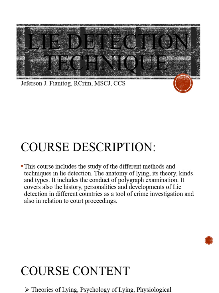 Lie Detection Techniques and Polygraphy | PDF | Polygraph | Nonverbal ...