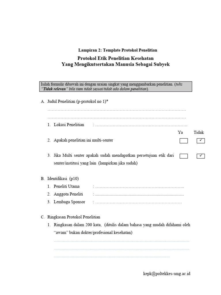 Lampiran 2 - Template Protokol Penelitian Subyek Manusia | PDF | Seni