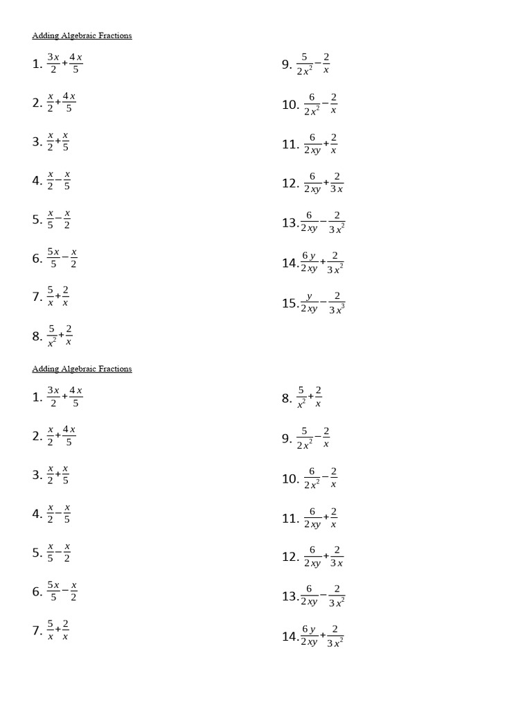 Adding Algebraic Fractions | PDF