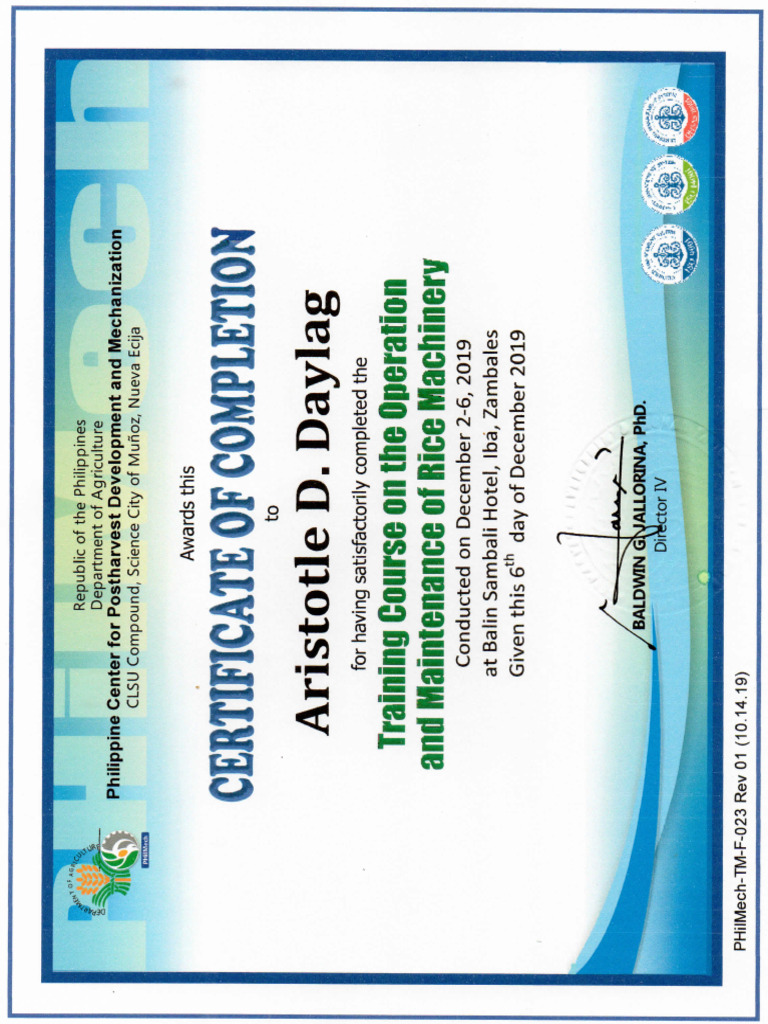 Operator Training Certificate | PDF